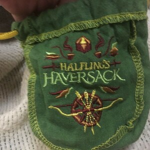 Halfling's Haversack Dice Bag Green and Gold Cloth Drawstring Pouch ...