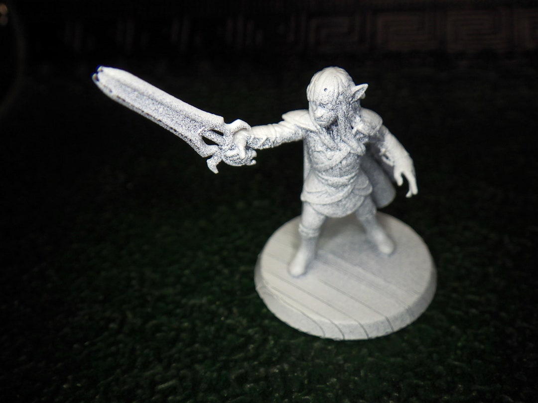 Elf Drow Fighter With Sword Figure Miniature 32mm Scale RPG Tabletop ...