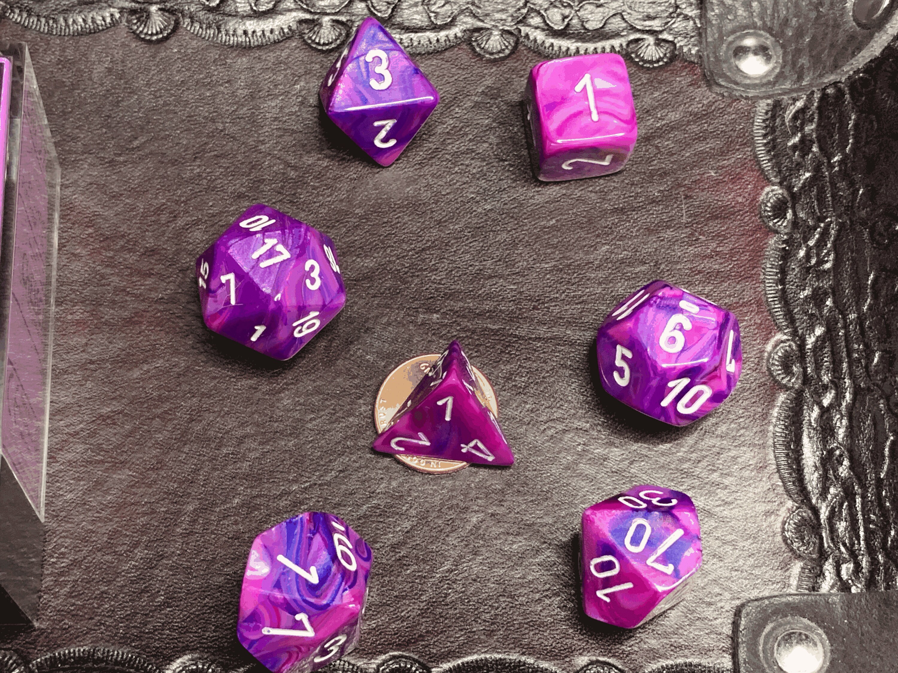 16mm 7 Die Polyhedral Dice Set Festive Violet with White RPG | Etsy