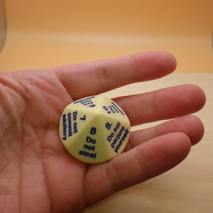 Ten 10 Commandments D10 Die 29mm Ivory With Blue Random Roll Decision ...