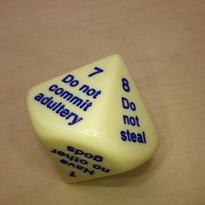 Ten 10 Commandments D10 Die 29mm Ivory With Blue Random Roll Decision ...