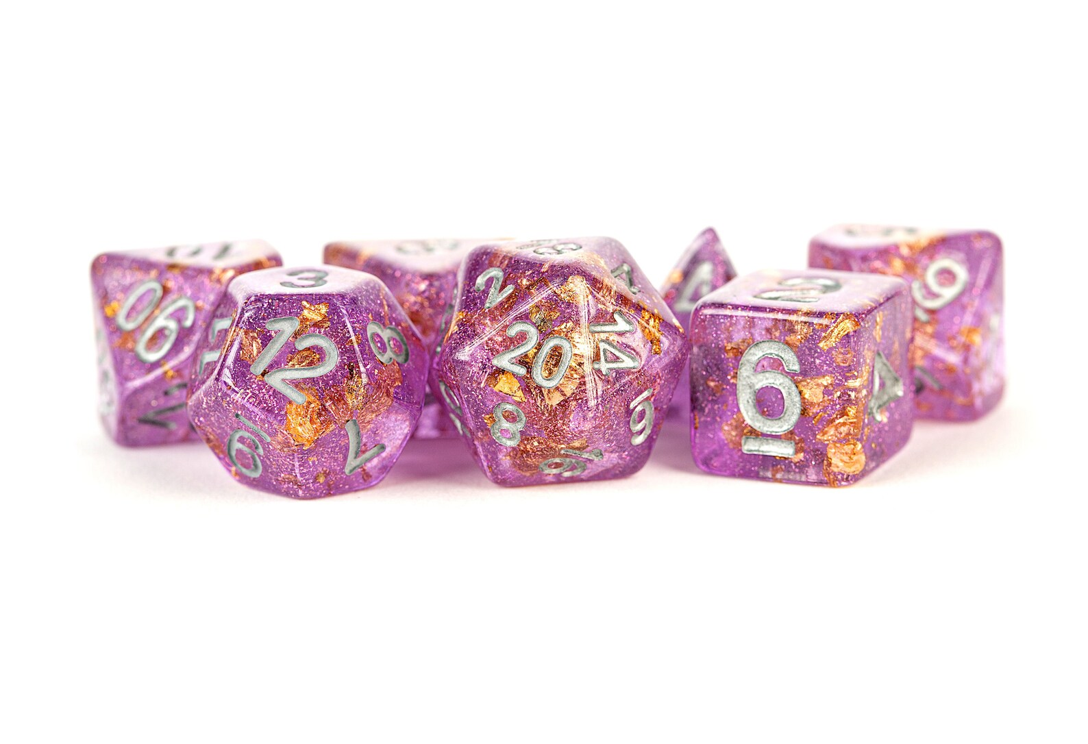 Purple Foil 16mm Resin Poly Dice Set RPG Tabletop Roleplay | Etsy