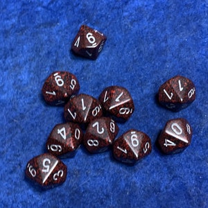 10D10 Dice Ten 10-sided Speckled & Elemental Silver RPG Tabletop Gaming ...