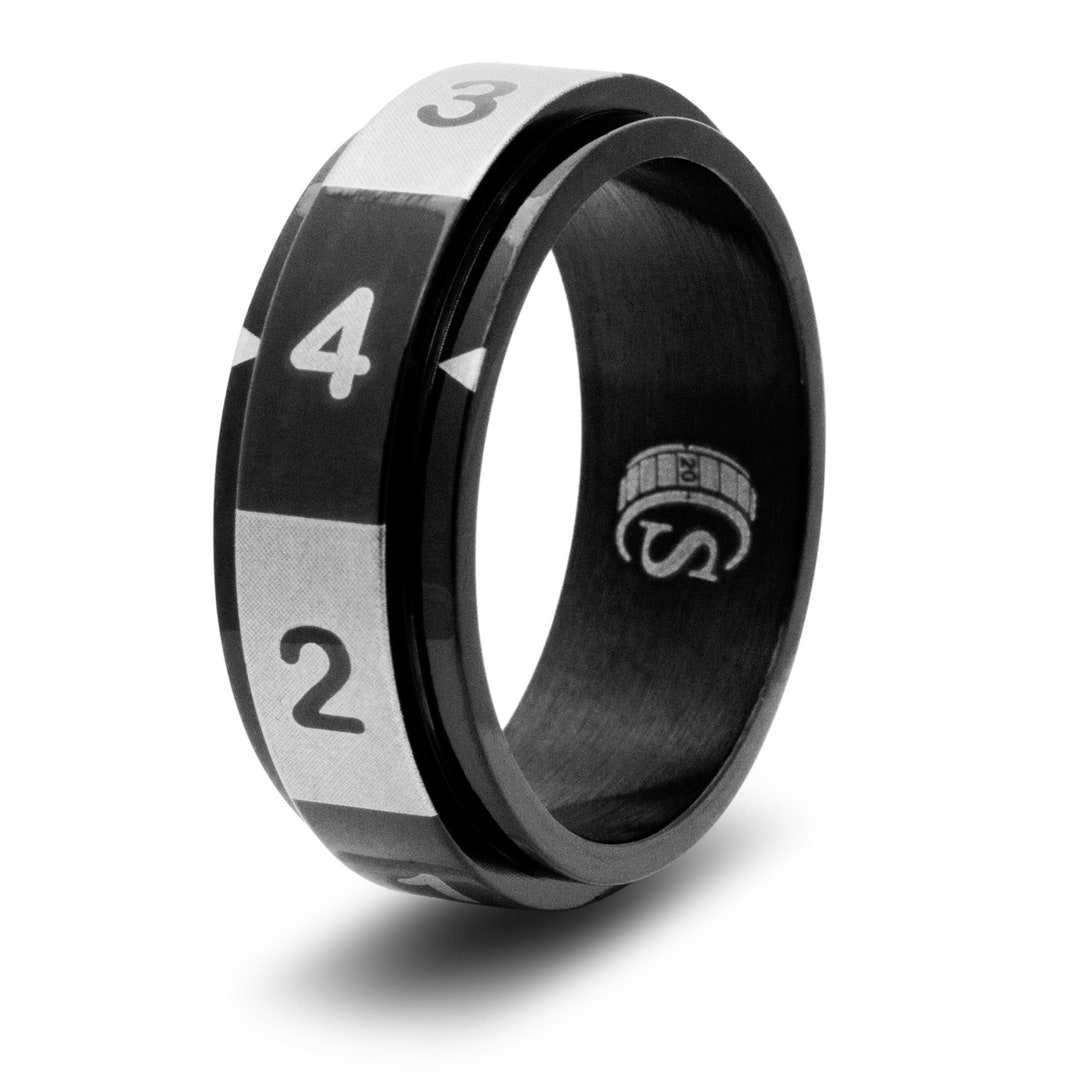 4-sided (D4) Dice Random Number Spinner Ring Black RPG Tabletop ...