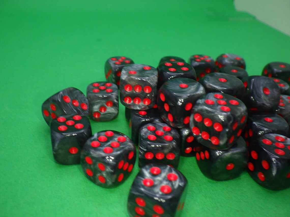 12mm 36D6 Dice Block thirty Six Die Velvet Black With Red - Etsy