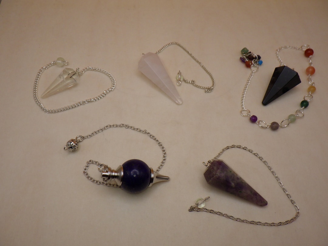 Crystal Pendulum for Divination - Amethyst, Black Tourmaline, Lapis, or ...
