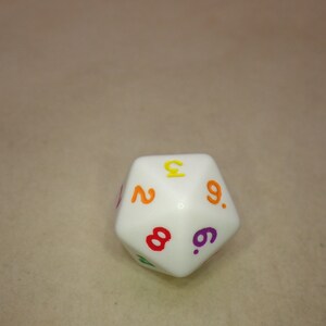 D20 (twenty Sided) Polyhedral Die White With Rainbow Colors - RPG Tool ...