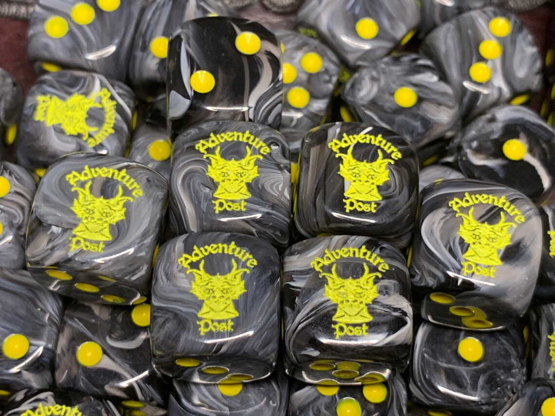 Adventure Post Logo Customized Six-sided Dice - Yellow Dragon With Mail ...