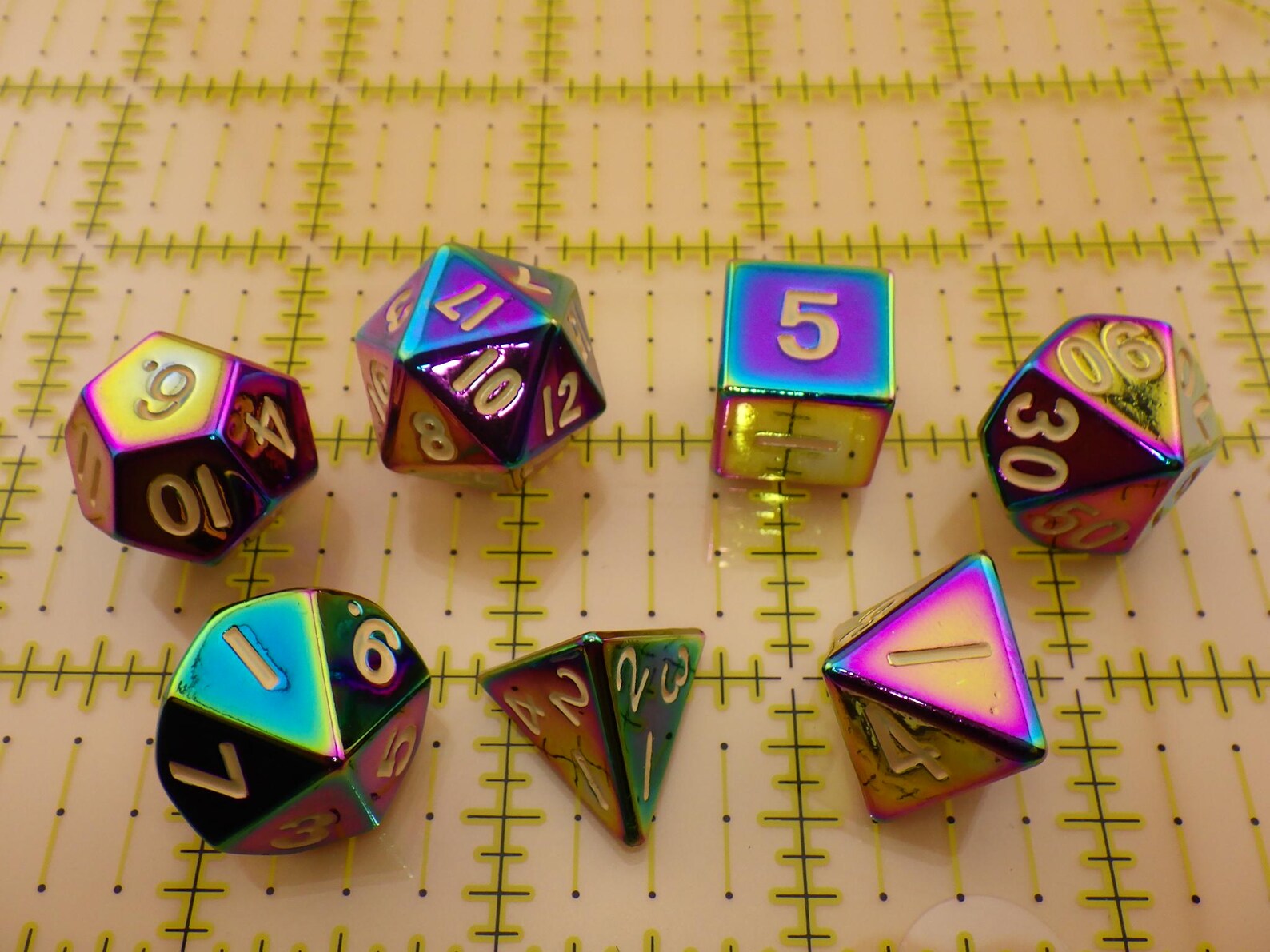 Metal Torched Rainbow 16mm Polyhedral Dice Set, Also a Great Supply for ...