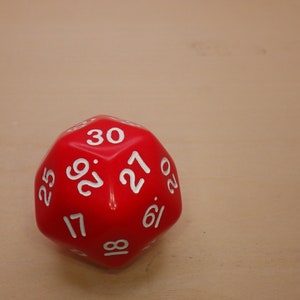 33mm D30 (thirty Sided) Die White With Black - RPG Tool Tabletop ...