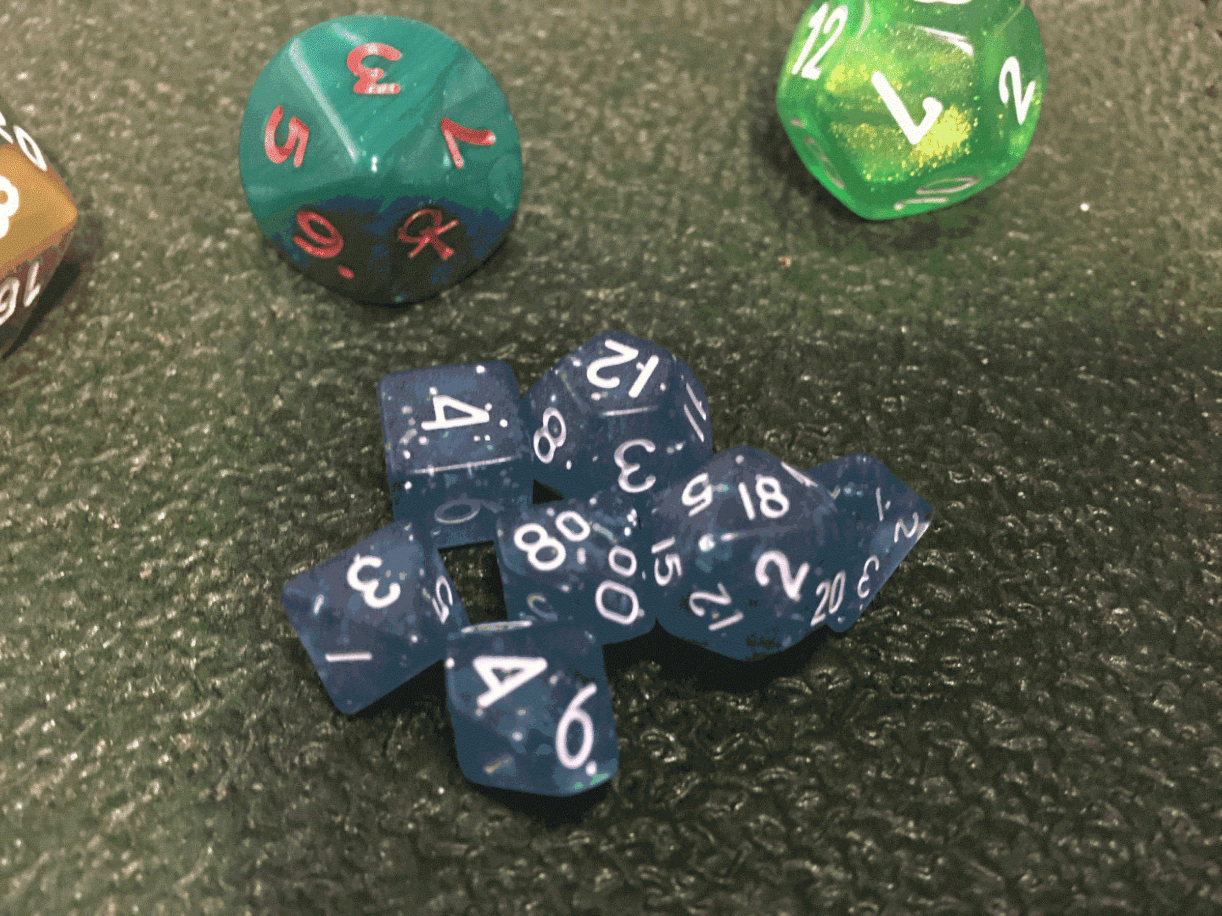 Transparent Glitter Blue White 10MM Mini Polyhedral 7-die Roleplaying ...