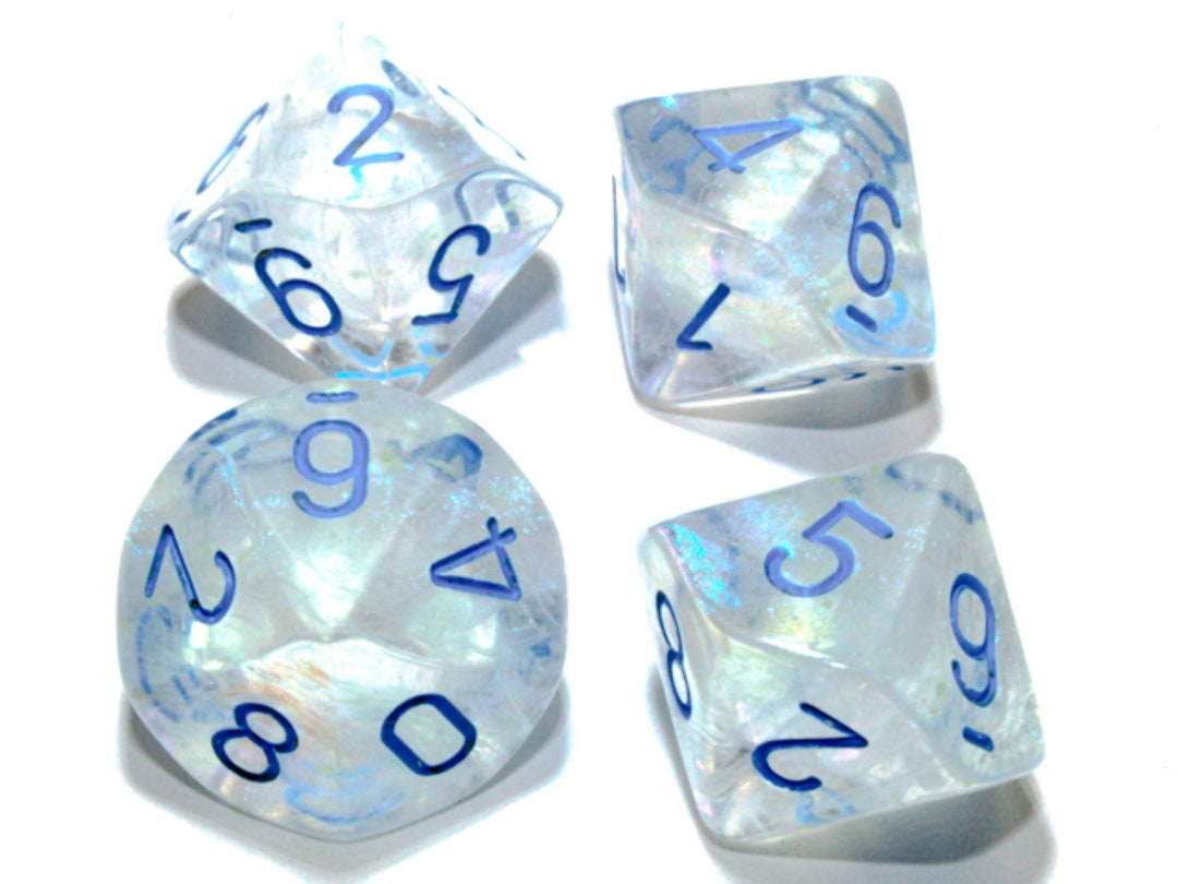 10D10 16mm Set of Ten D10 Dice Borealis Luminary Icicle With Light Blue ...