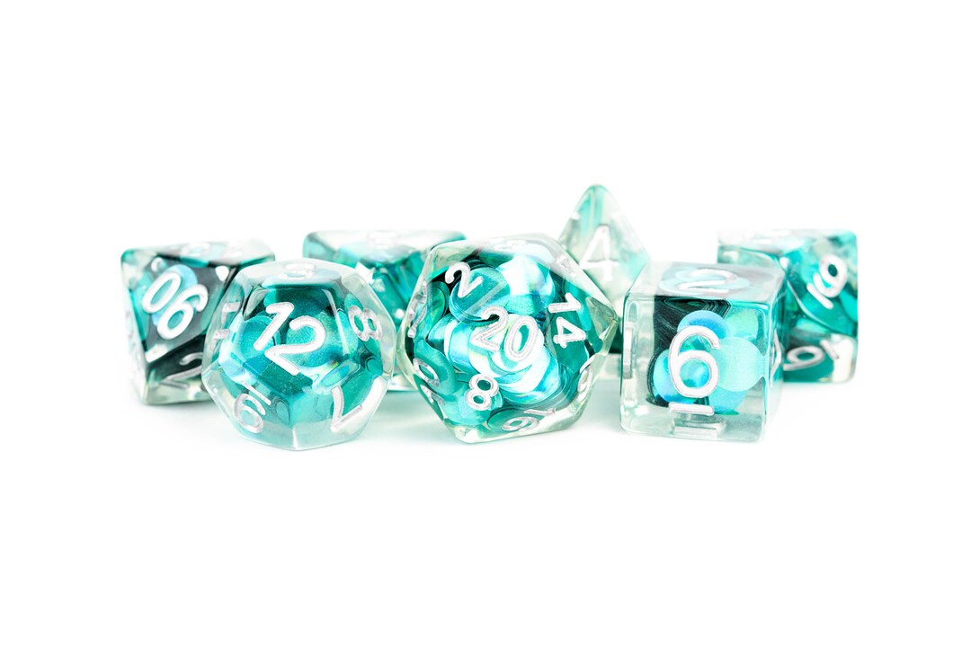 Mermaid Scales Dice 16mm 7 Die Polyhedral Dice Set RPG Tabletop Gaming ...
