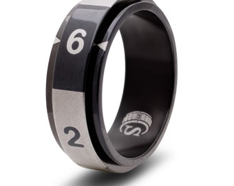 2d6-sided with Pips Dice Random Number Spinner Ring Black | Etsy