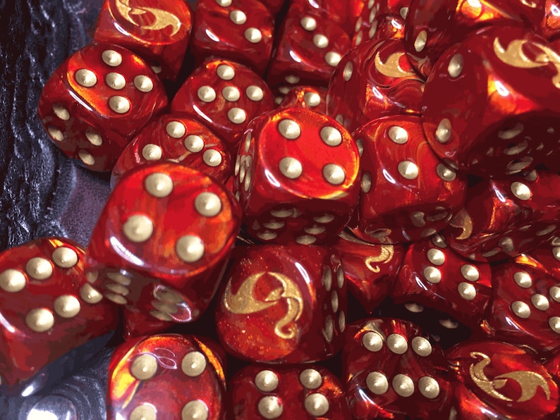 UDIC D6 Logo Customized Dice - Standard Red and Gold Theme V2 - RPG ...