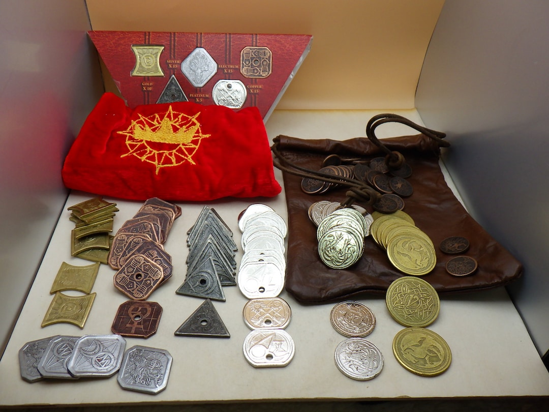 Metal Coins With Pouch - Choice Between Two Sets - RPG Tabletop Gaming ...