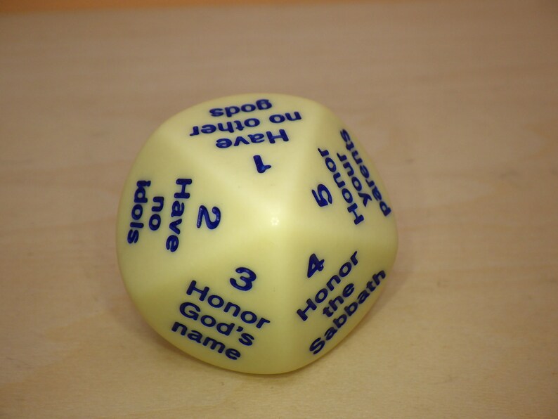Ten 10 Commandments D10 Die 29mm Ivory With Blue Random Roll Decision ...