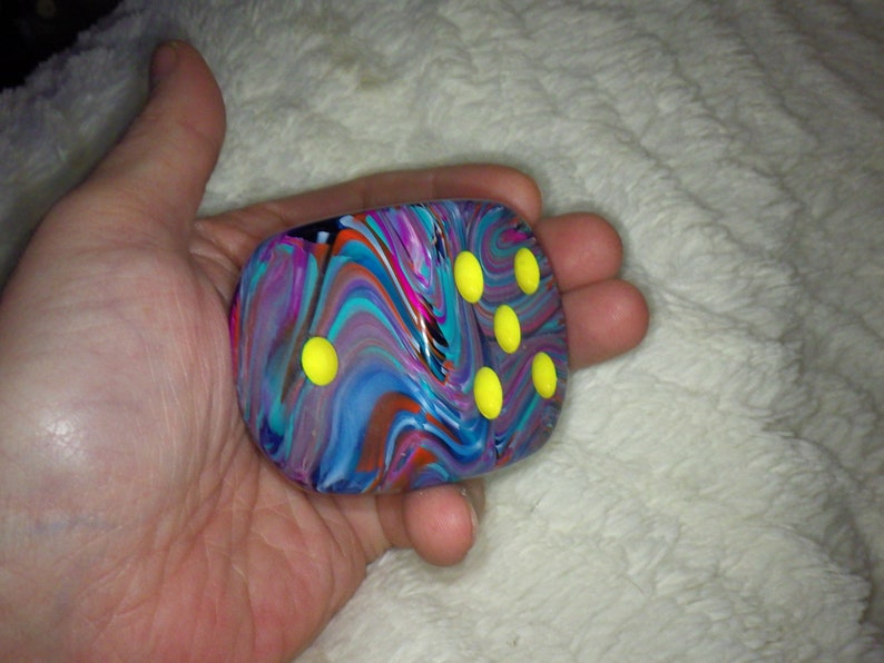 Festive Mosaic Yellow Blacklight Reflective 50mm Mega 4.4oz D6 Die ...