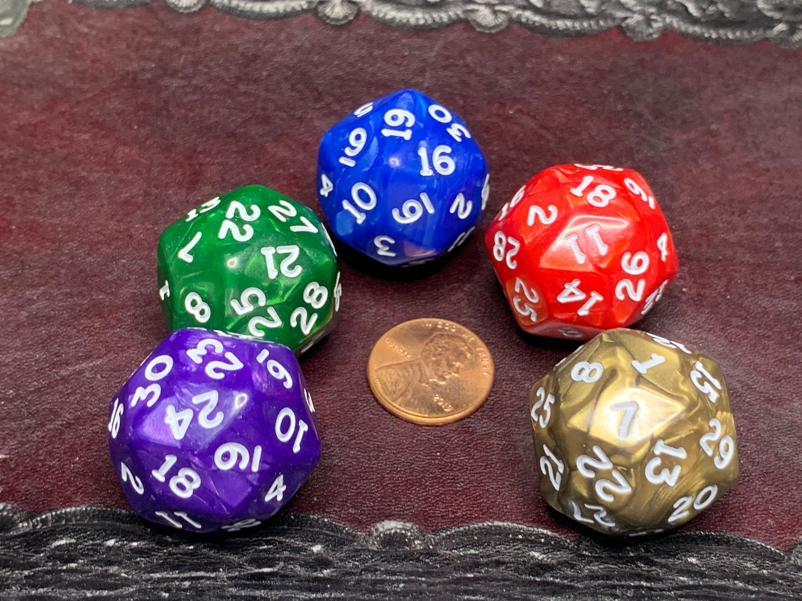 D30 in 5 Different Pearlescent Colors RPG Tabletop Gaming Dice Roleplay ...