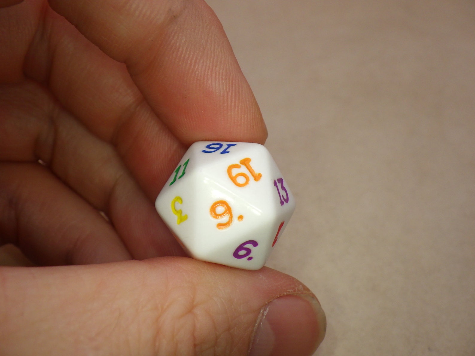 D20 (twenty Sided) Polyhedral Die White With Rainbow Colors - RPG Tool ...