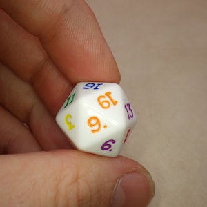 D20 (twenty Sided) Polyhedral Die White With Rainbow Colors - RPG Tool ...