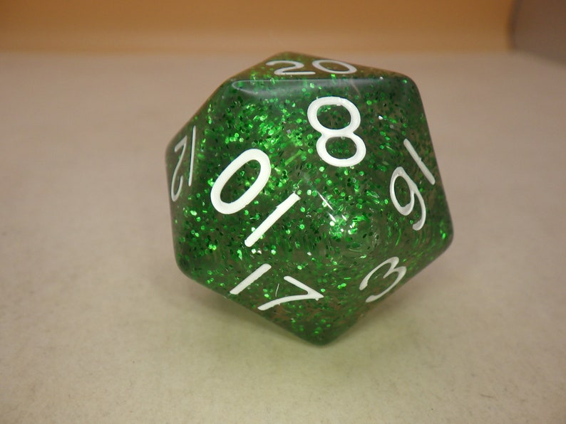 Ethereal Green 35mm Mega Acrylic D20 Die RPG Tabletop Gaming Dice Token ...