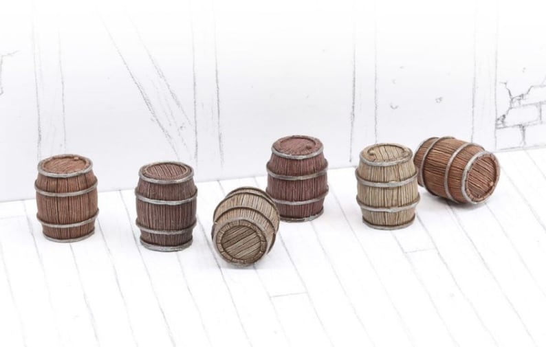 Wooden Barrels Set 1 - Small Barrels (6) Miniatures Figures RPG ...