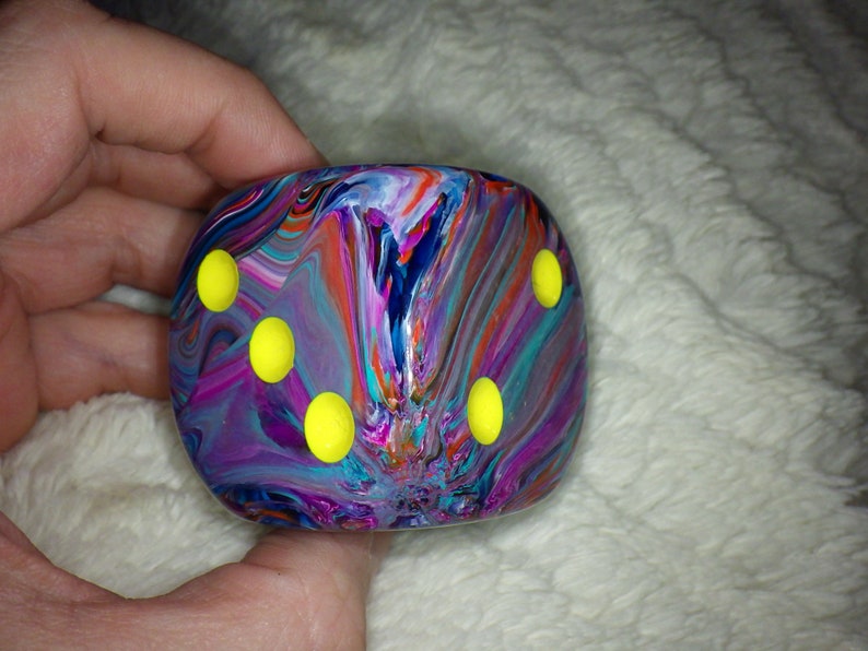 Festive Mosaic Yellow Blacklight Reflective 50mm Mega 4.4oz D6 Die ...