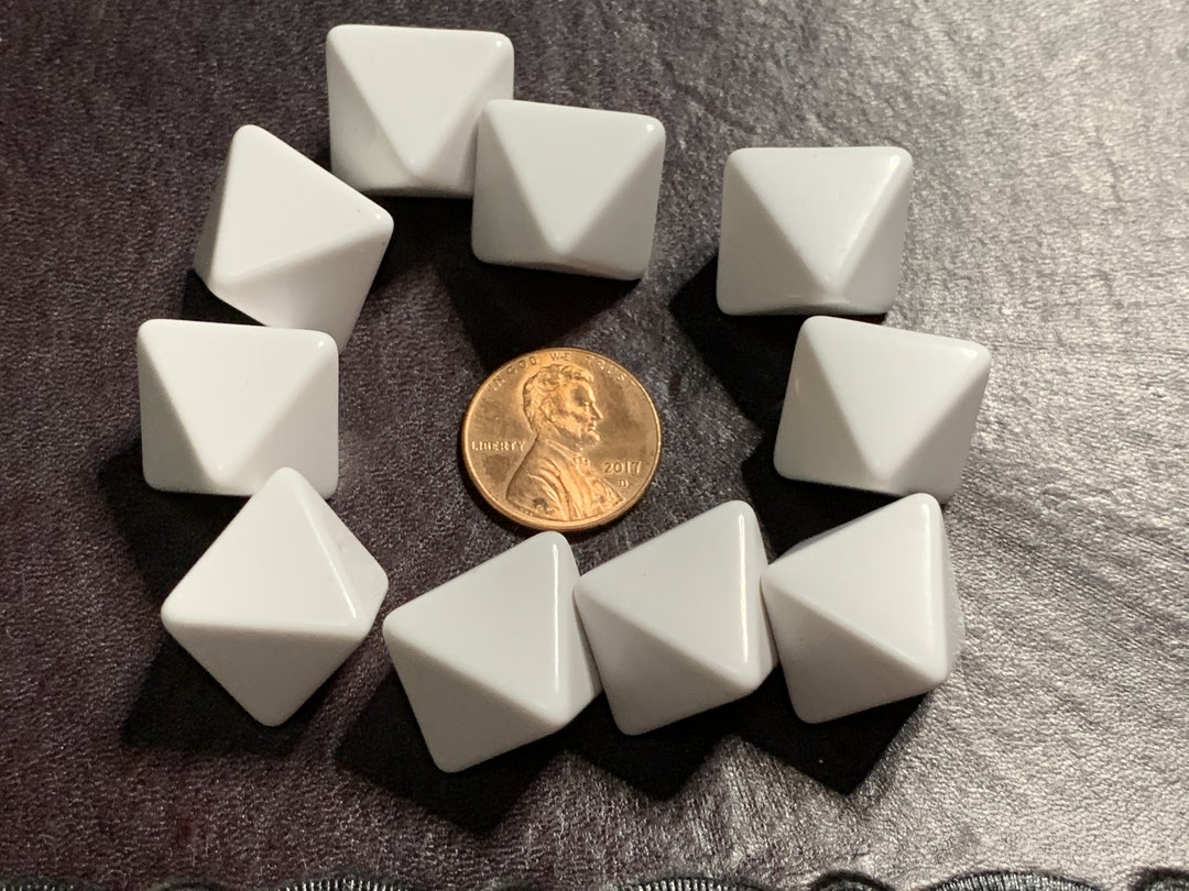 10D8 (10 Eight Sided) 16mm Blank White Dice - RPG Tool Tabletop ...