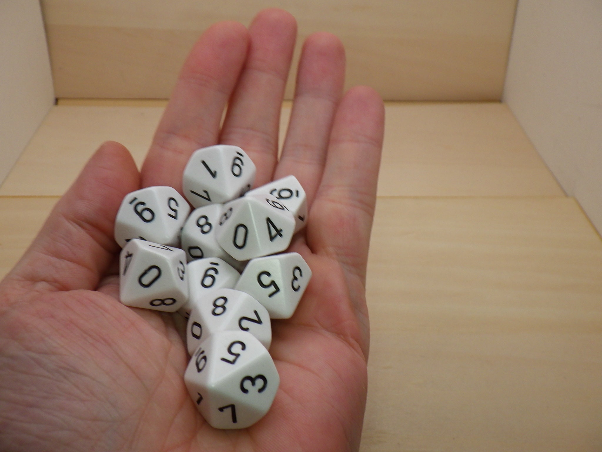 16mm Dice 10d10 ten Ten-sided White With Black RPG Tool - Etsy