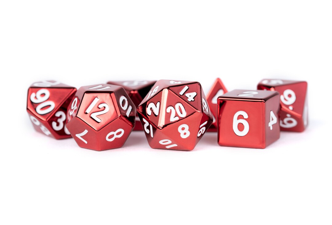 Metal Red 16mm Polyhedral Dice Set or Individually RPG Tool Tabletop ...