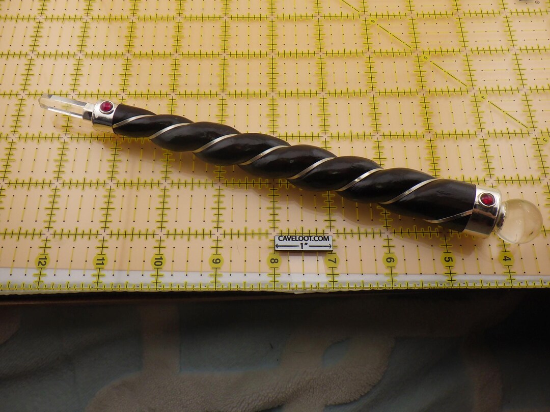 Twisted Rosewood Wand 8" - Adorned With Quartz Crystals at Both Ends ...