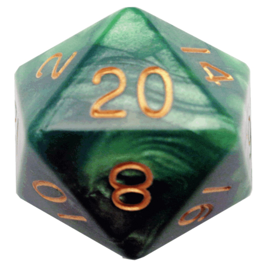Green/light Green With Gold Numbers 35mm Mega Acrylic D20 Die - Etsy