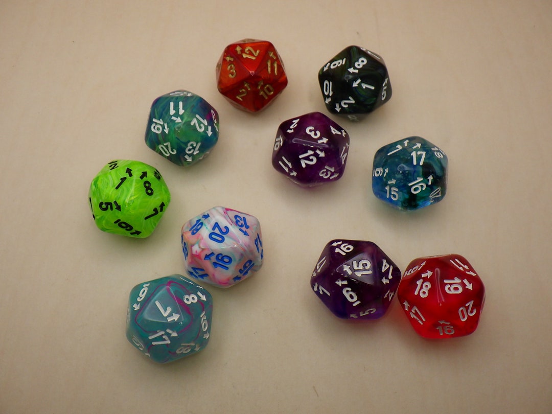 Assorted Bag of 10 Jumbo 26mm Countdown & Countup D20 (twenty-sided ...