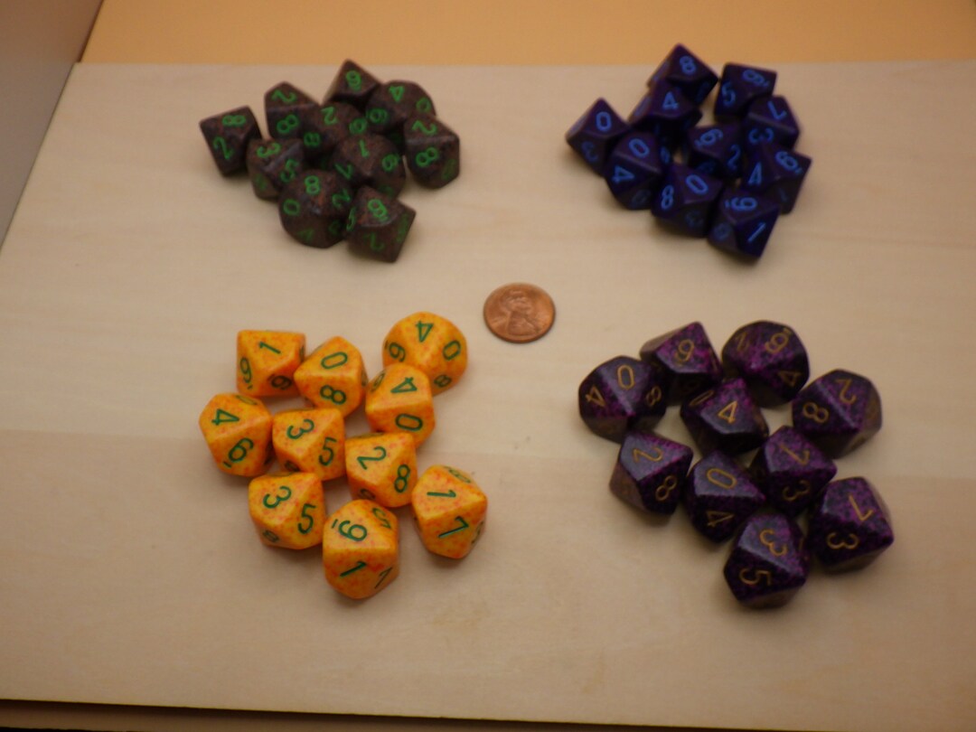 16mm Dice 10d10 (ten, Ten-sided Die)- Speckleds -RPG Tool Tabletop ...