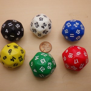 33mm D30 (thirty Sided) Die White With Black - RPG Tool Tabletop ...
