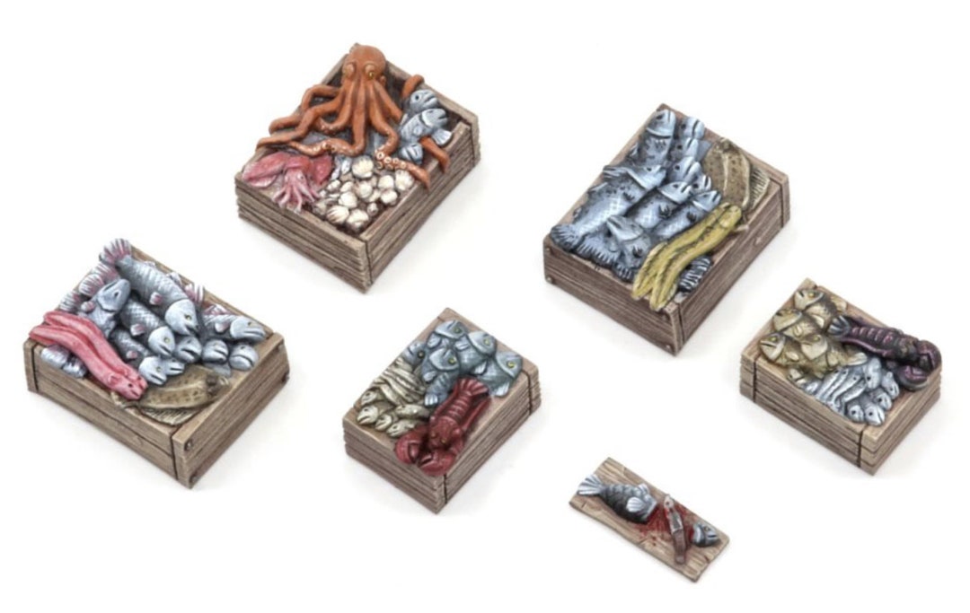 Fish Seller Set 1 6 Models Miniatures Figures RPG Tabletop Roleplay ...