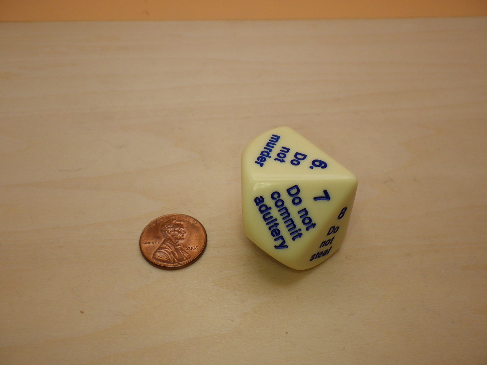 Ten 10 Commandments D10 Die 29mm Ivory With Blue Random Roll Decision ...