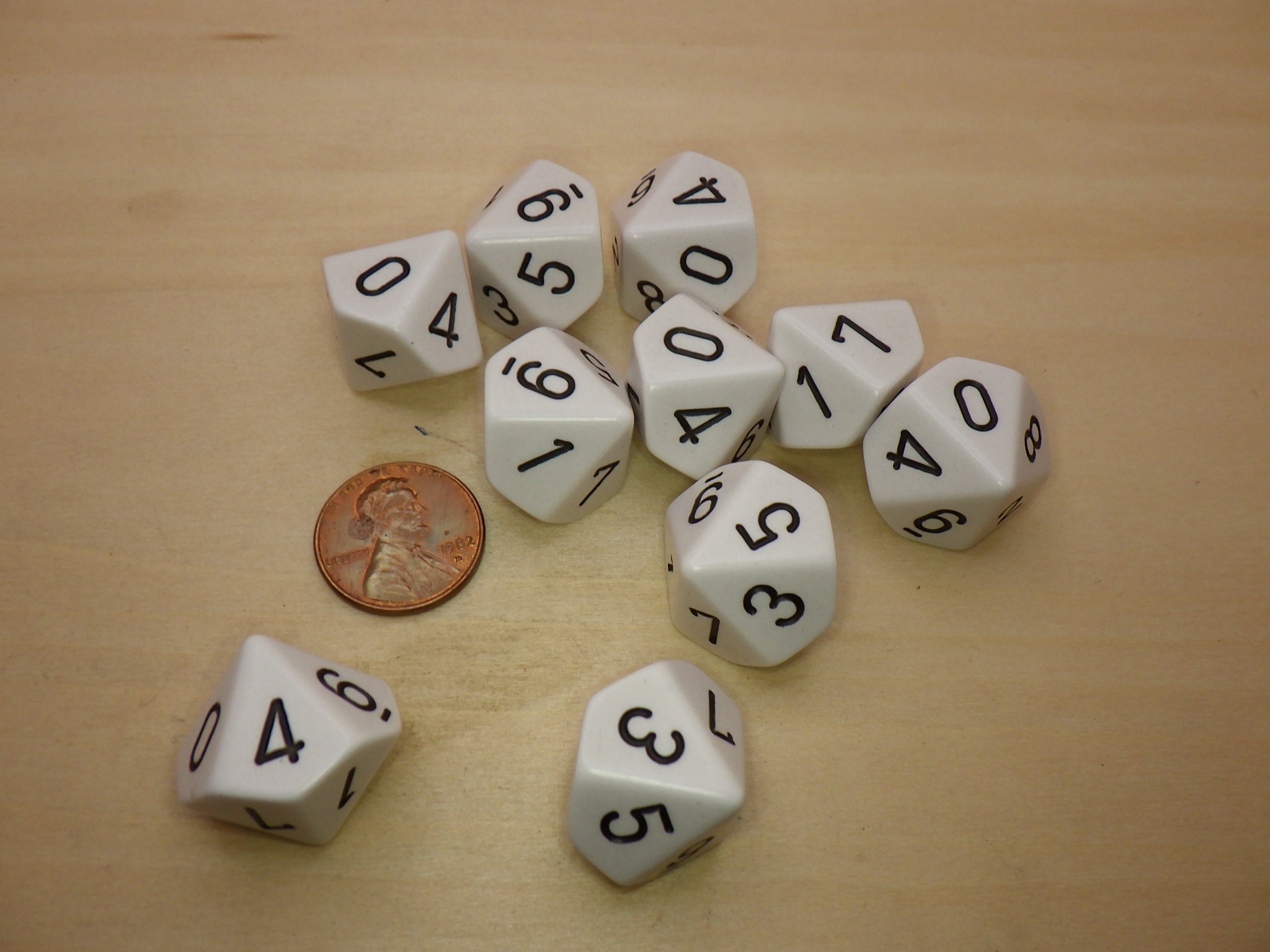 16mm Dice 10d10 ten Ten-sided White With Black RPG Tool - Etsy