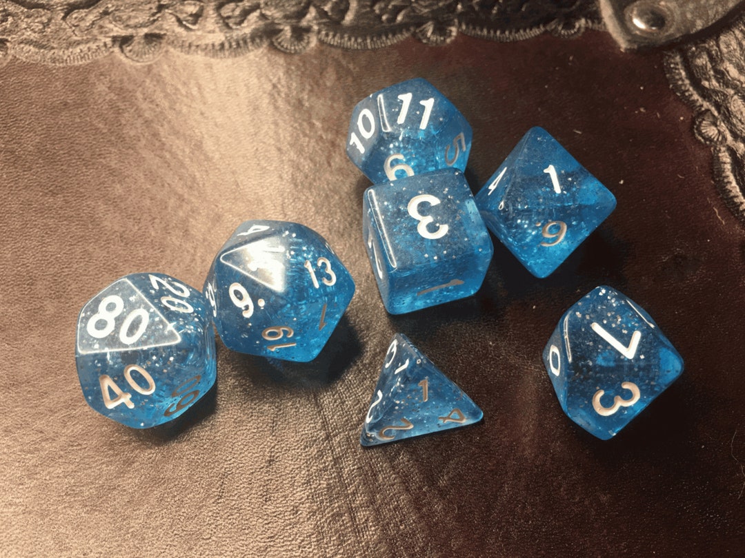 Sparkling Blue Diamond Dust 16mm 7 Die Polyhedral Dice Set - Supply CCG ...