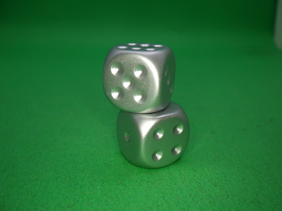 2D6 (2 Six Sided) (pair) 16mm Aluminum Metallic Plated Dice RPG Gaming ...