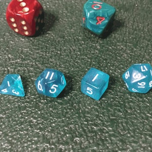 Clear Teal-white 10MM Mini Polyhedral 7-die Roleplaying Dice Game ...