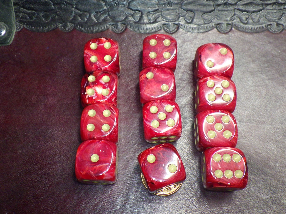 16mm 12D6 Dice Block - Vortex Burgundy With Gold Dice Set - Tool Supply ...