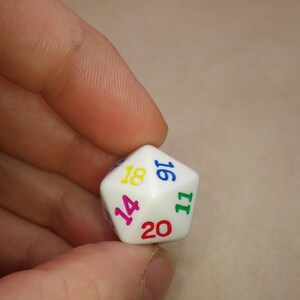 D20 (twenty Sided) Polyhedral Die White With Rainbow Colors - RPG Tool ...
