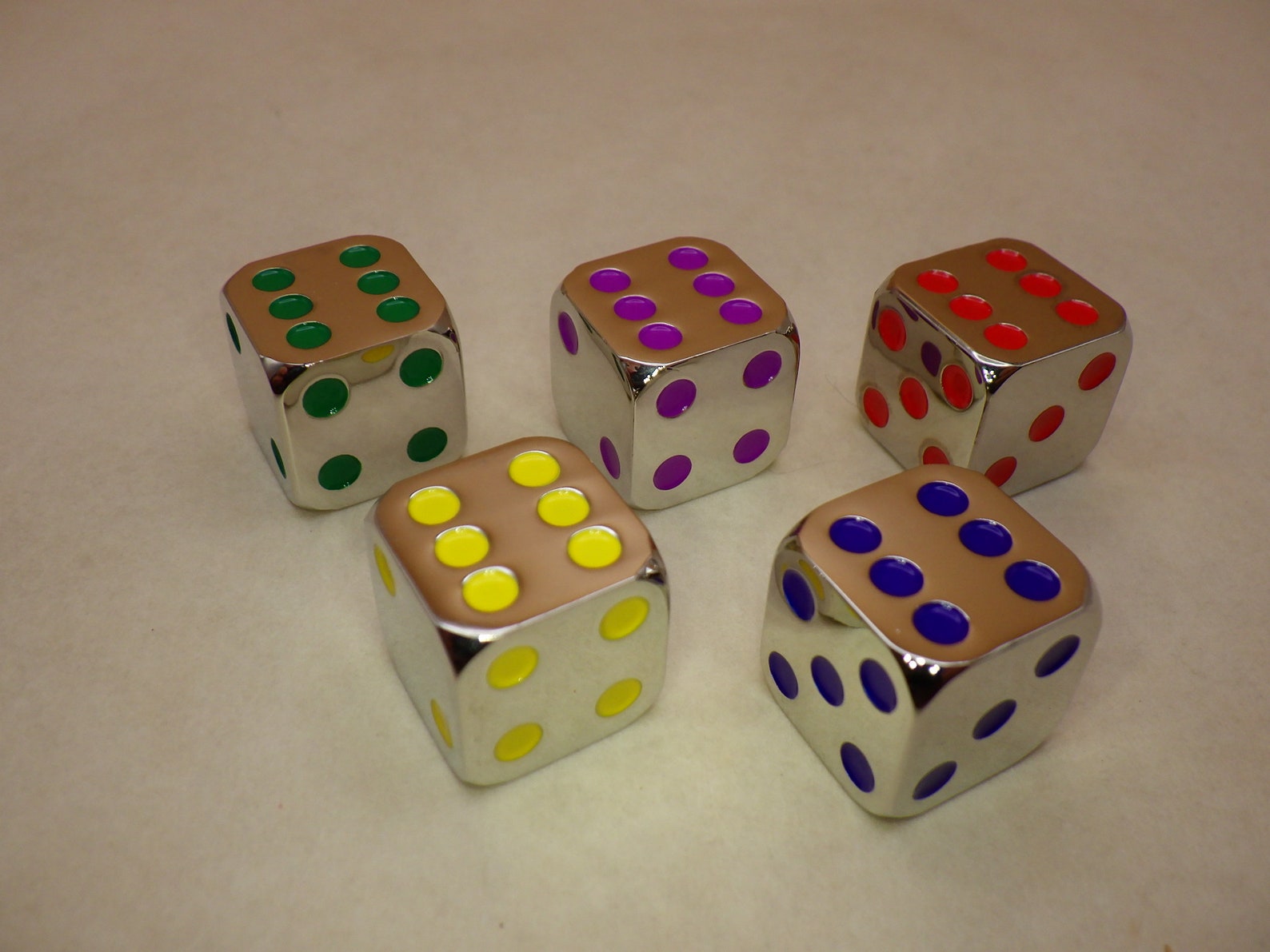 Metal D6 Dice Silver / Colored Pips 15mm Six Sided Die | Tabletop RPG ...