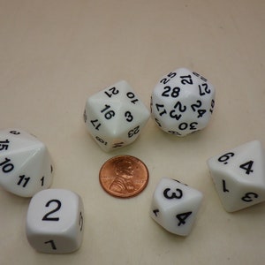 Who Knew? 6 Die Dice Set - D3, D5, D7, D16, D24, D30 - Choose Color ...