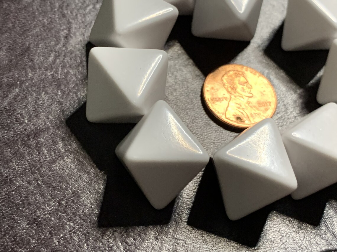 10D8 (10 Eight Sided) 16mm Blank White Dice - RPG Tool Tabletop ...