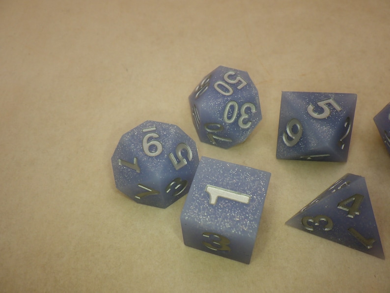 Sharp Edge Silicone Rubber 16mm 7 Die Polyhedral Dice Set - Glacial ...