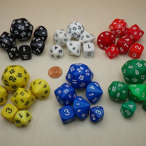 Who Knew? 6 Die Dice Set - D3, D5, D7, D16, D24, D30 - Choose Color ...
