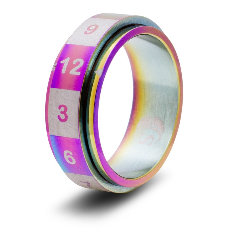 12-sided D12 Dice Random Number Spinner Ring Rainbow RPG | Etsy